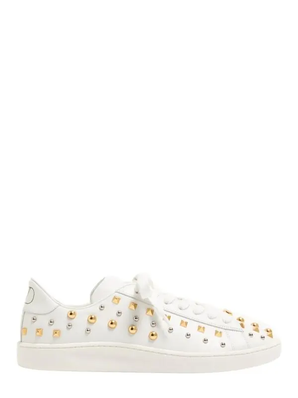 Valentino Garavani Royco Studded Low-top Sneakers - White/gold/silver