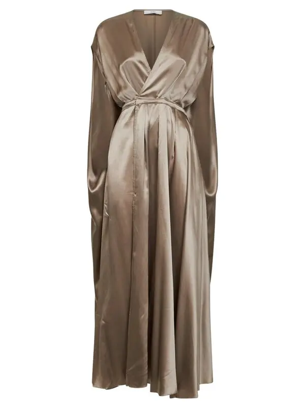Co Name' Draped Cape Wrap Maxi Dress - Brown