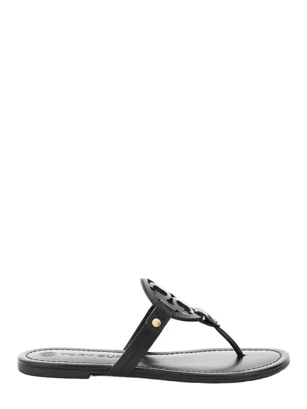 Tory Burch Miller Logo Flat Sandals - Black