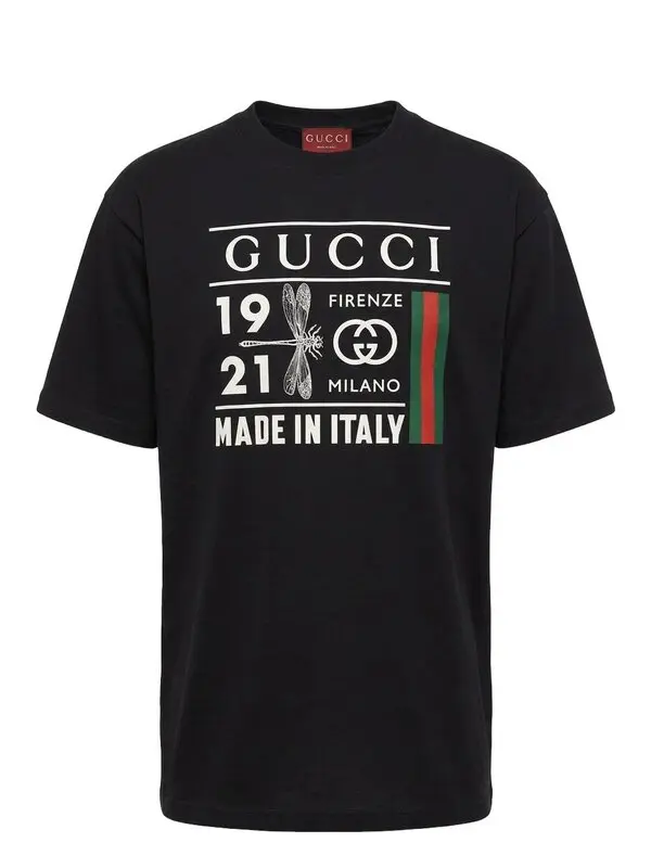 Gucci Logo Printed Crewneck T-shirt - Black
