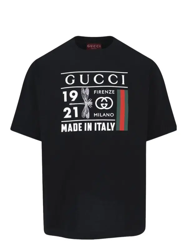 Gucci Logo Printed Crewneck T-shirt - Black