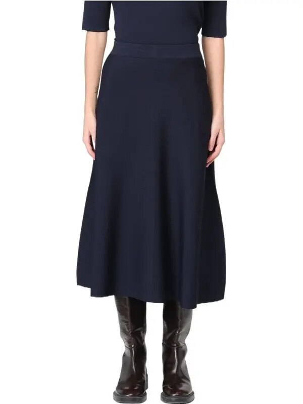Max Mara Knitted A-line Midi Skirt - Blue