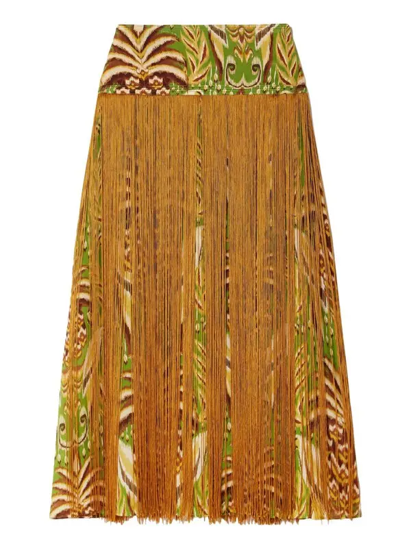 Farm Rio A-line Fringe Skirt - Yellow