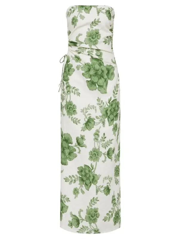 SIR. Gardella Strapless Midi Dress With Floral Print - White