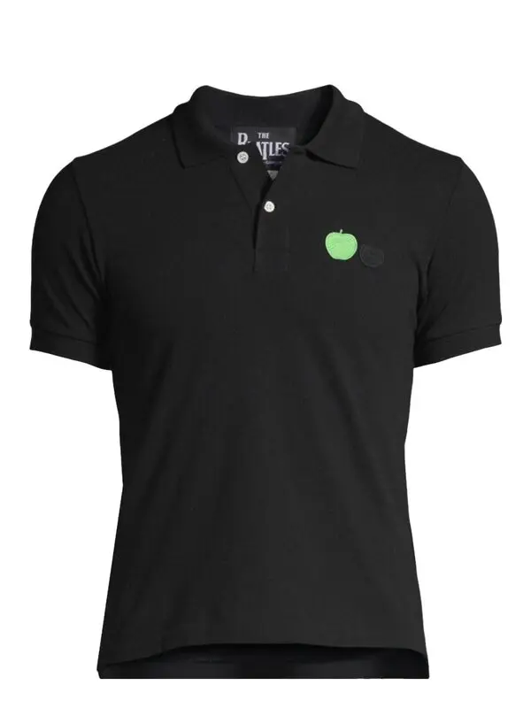 Play Comme Des Garcon Pattern Polo Short-sleeved Top - Black