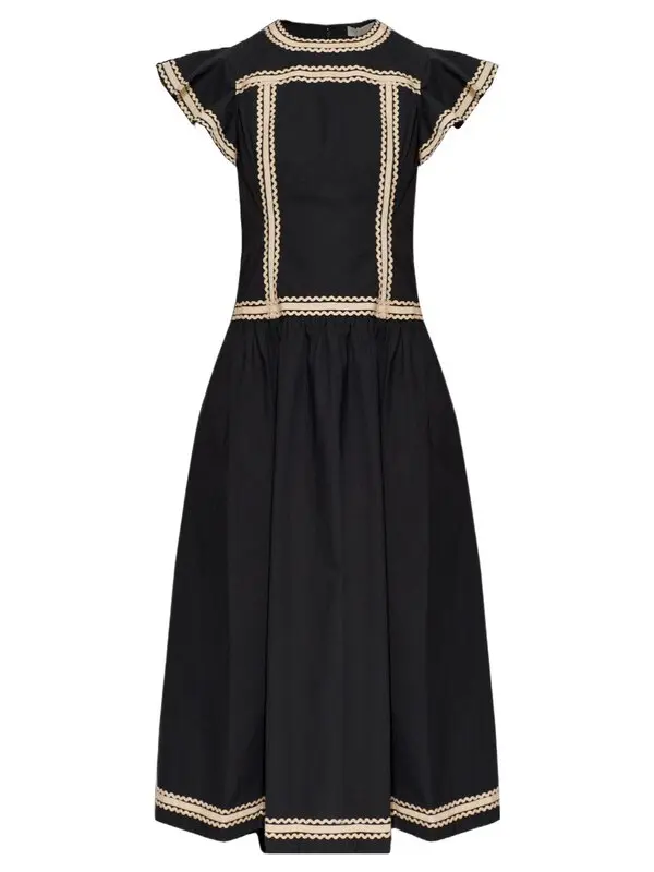 Ulla Johnson Ruffled-trim Midi Dress - Black