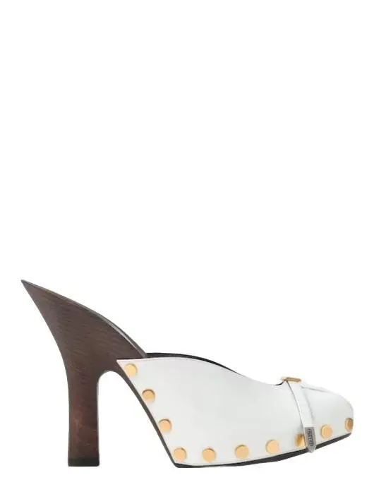 Versace Sassi Clogs With Signature Metal Detailing - White