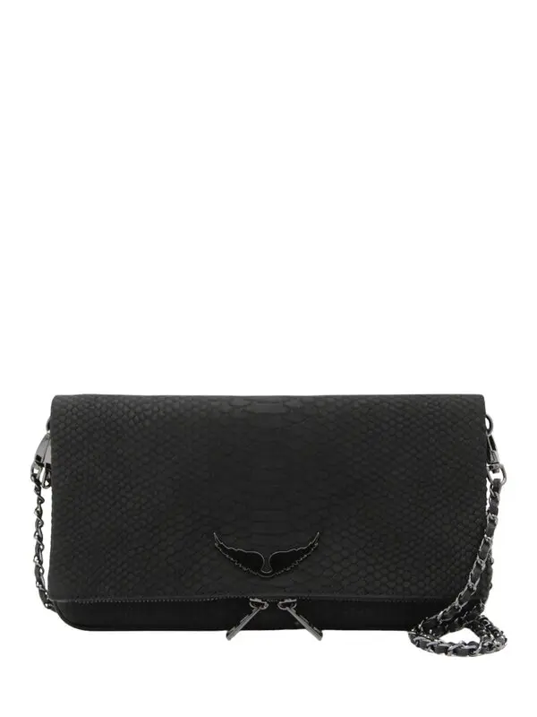 Zadig&Voltaire Logo Plaque Embossed Shoulder Bag - Black