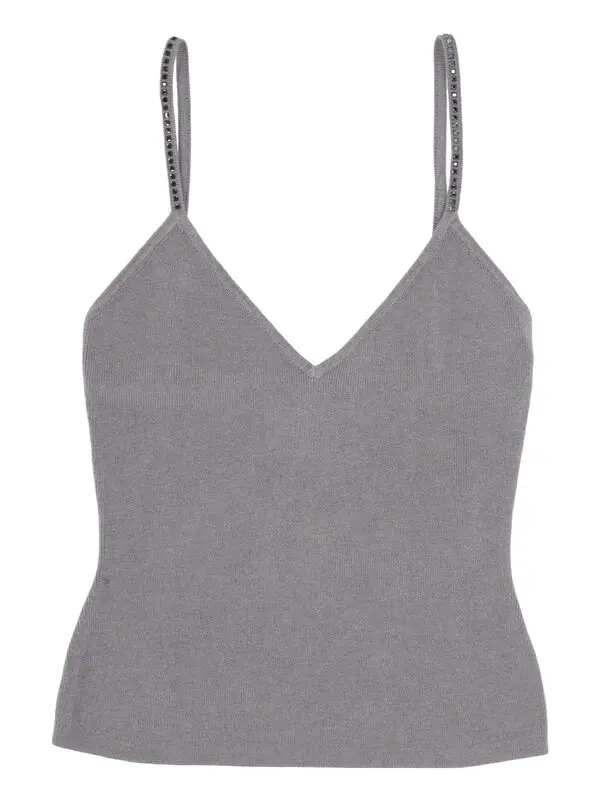 Retrofete Embellished Strap Knit Top - Gray