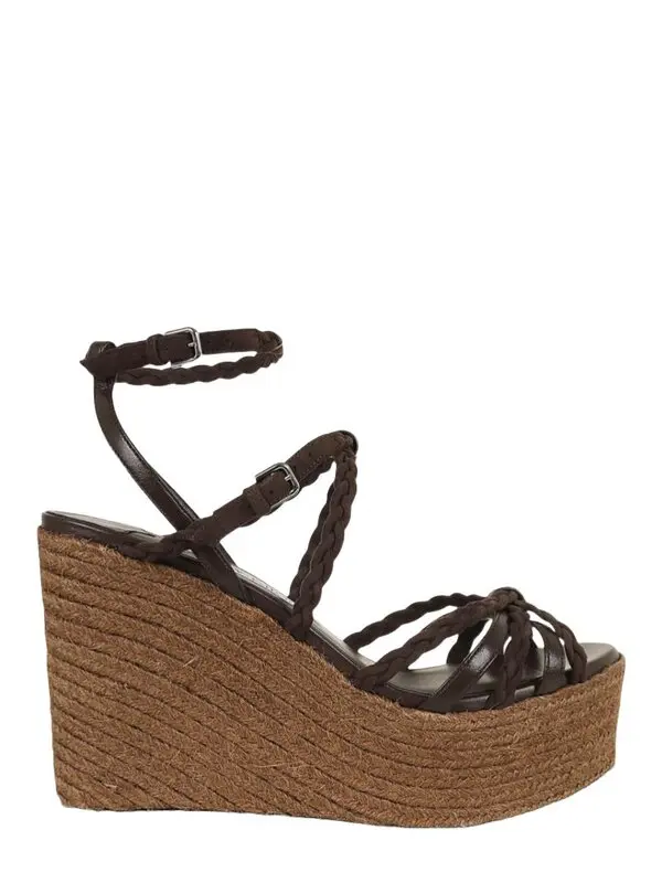 JIMMY CHOO Nyra Braided Platform Wedge Sandals - Chocolate Brown