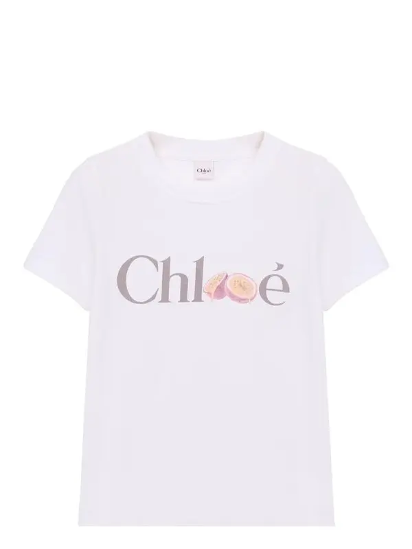 Chloé Logo Printed Crewneck T-shirt - White