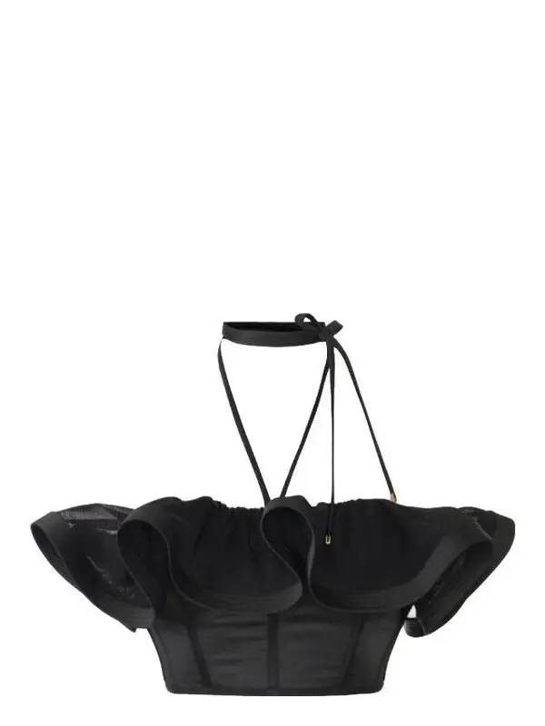 Elisabetta Franchi Ruffled Halterneck Top - Black