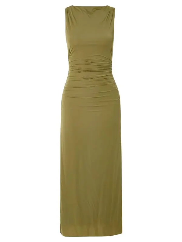 SIR. Cascina Gathered Stretch-jersey Midi Dress - Olive Green