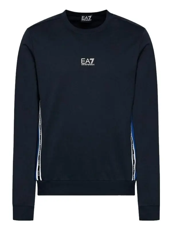 EA7 Crew Neck Sweater With Side Stripes - Black