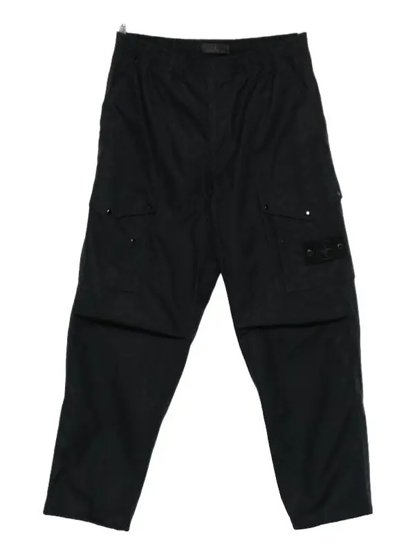 Stone Island Straight Leg Cargo Trousers - Black