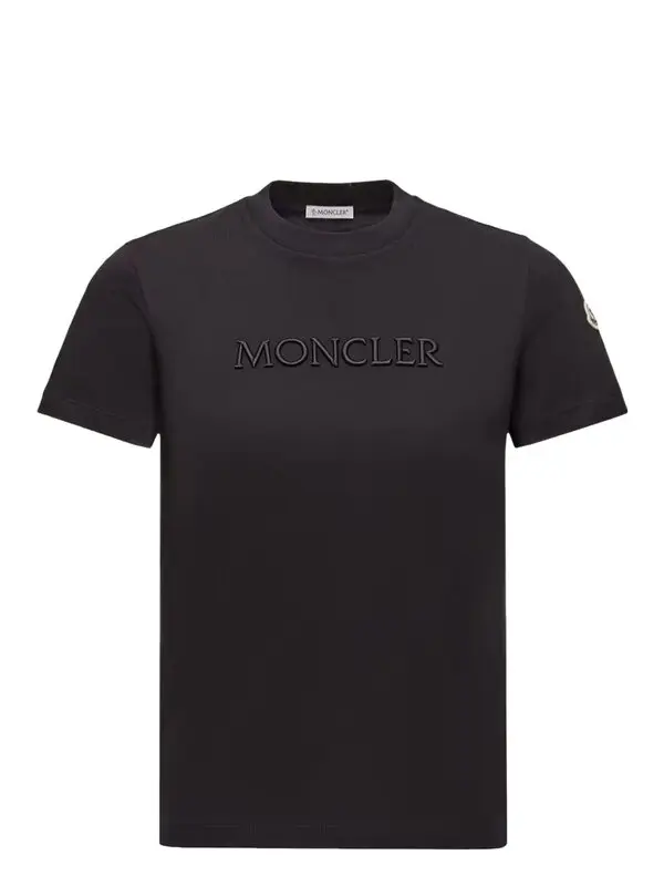 Moncler Logo Embroidered Crewneck T-shirt - Black