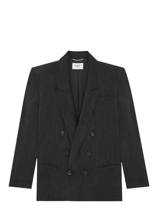 Saint Laurent Double-breasted Peak Lapel Jacket - Black