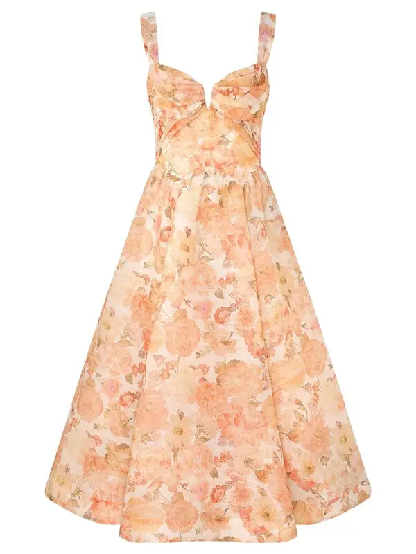 Zimmermann Rebellion Drape Midi Dress - Golden-bloom