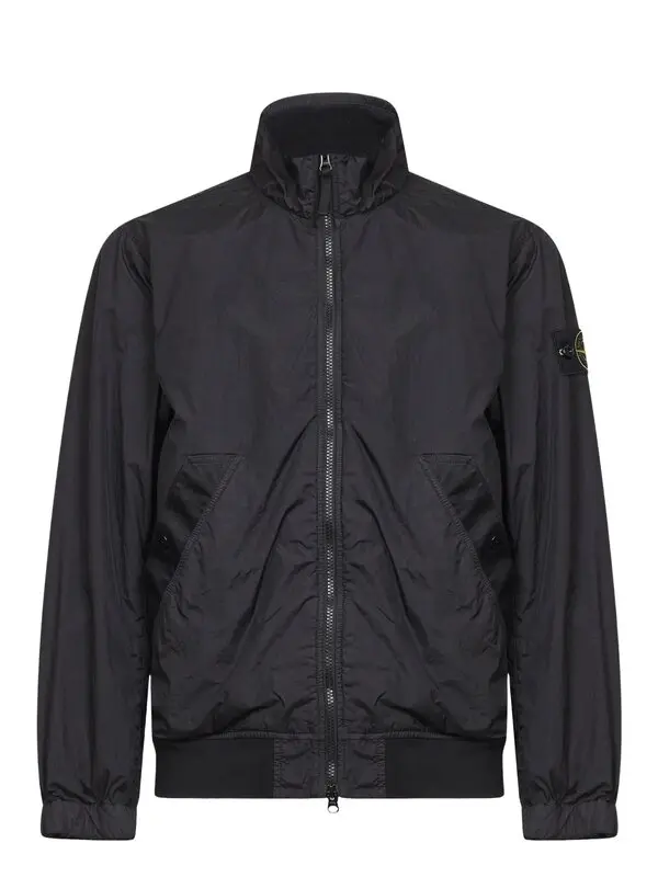 Stone Island Logo Patch Zip-up Jacket - Black