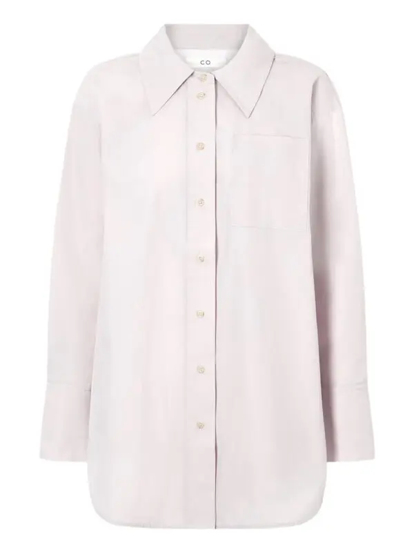 Co Cotton Poplin Button-up Shirt With Classic Collar - White