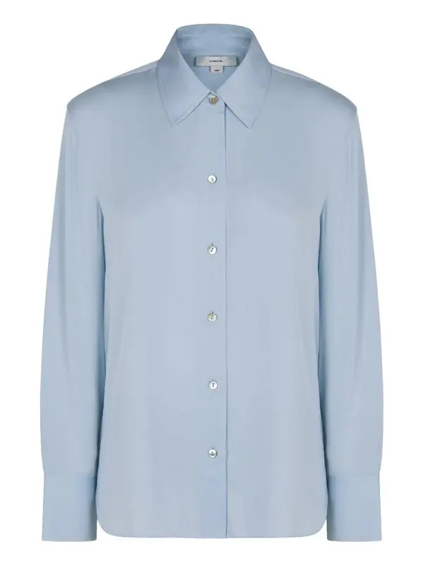 Vince Long Sleeve Silk Top - Blue