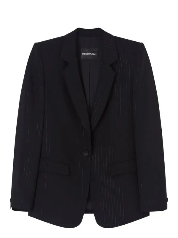 Emporio Armani Striped Single-breasted Blazer - Black