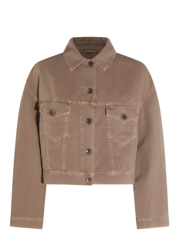 Brunello Cucinelli Cropped Denim Jacket - Brown