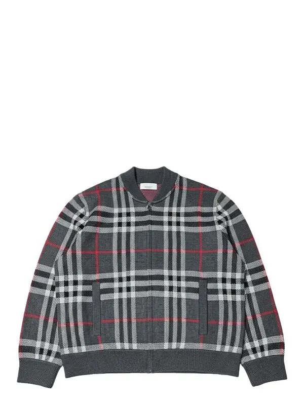 Burberry Wool Plaid Zip-up Jacket - Black