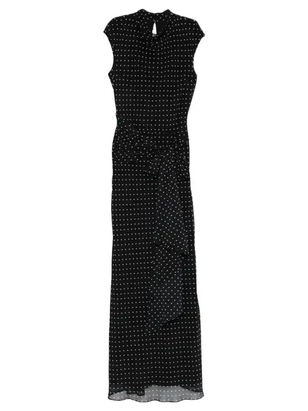 ROTATE BY BIRGER CHRISTENSEN Sleeveless Polka Dot Maxi Dress - Black