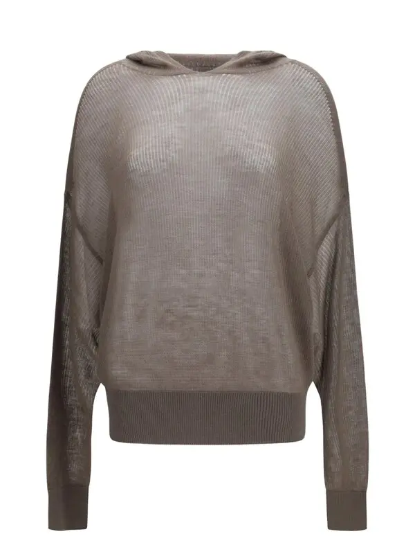 Rick Owens Semi-sheer Ribbed Hoodie - Gray