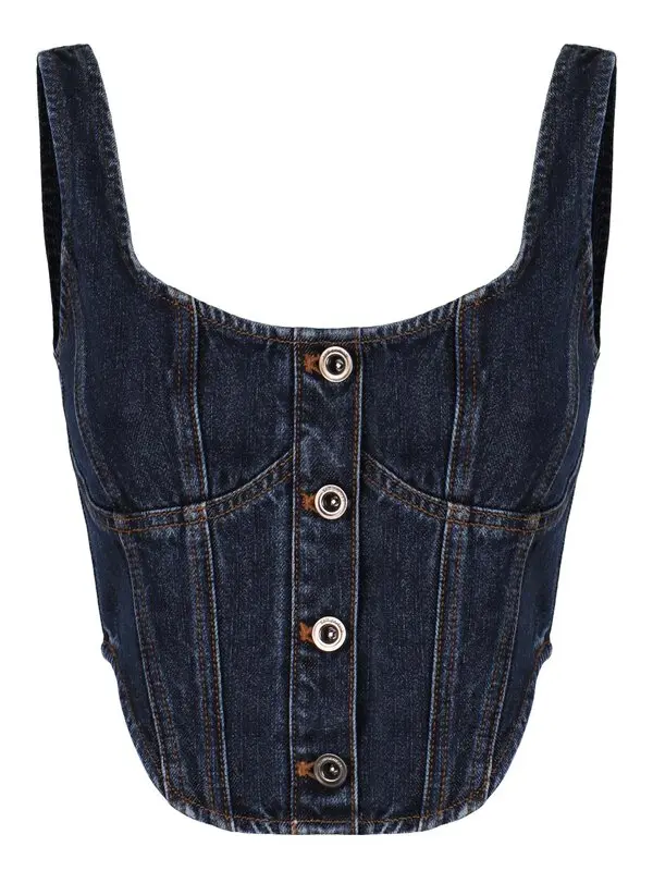 SELF-PORTRAIT Wide Strap Corset Top - Black