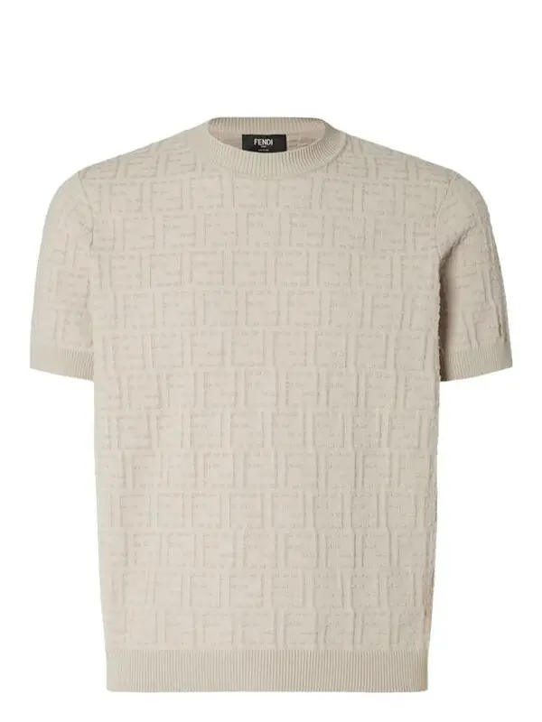 Fendi Ff Selleria Monogram Knitted Sweater - Light Gray