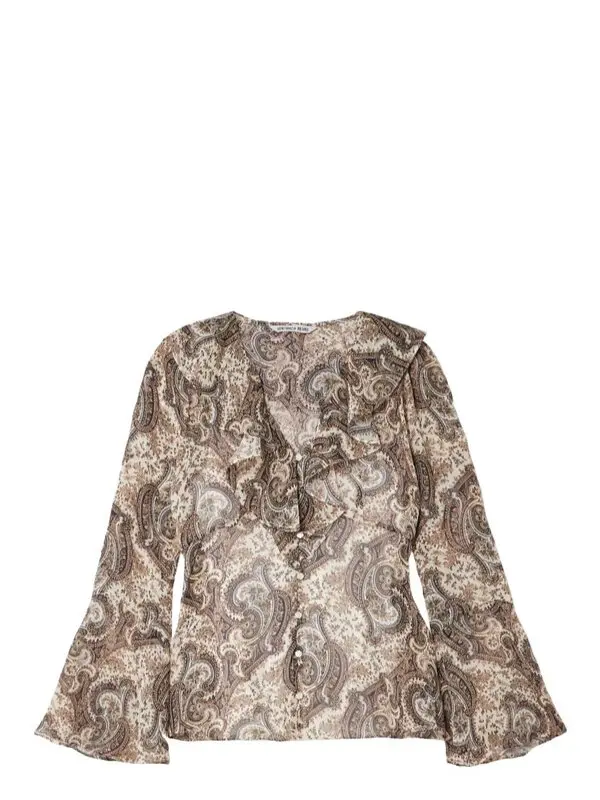 Veronica Beard Kyrie Paisley-print Ruffled Silk Georgette Blouse - Nude