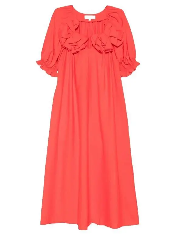 Stine Goya Short Sleeve Dress With Ruffle And Bow Detail - Orange