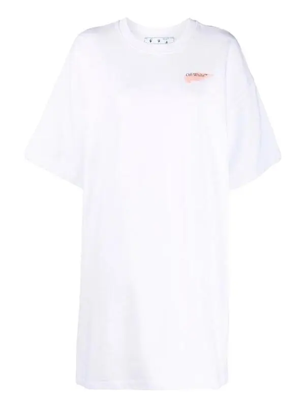 Off-White Painted Arrows Motif T-shirt Dress - White