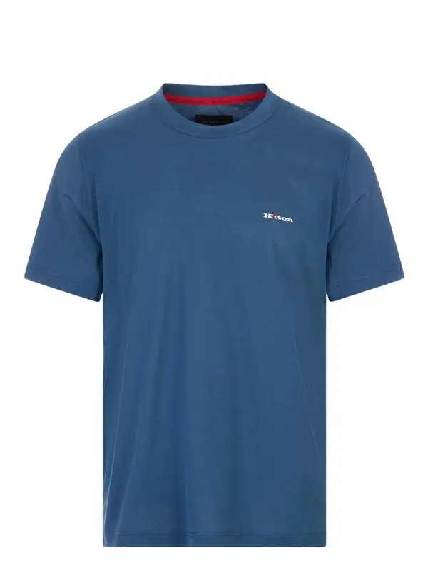 Kiton Logo Embroidered Crew-neck T-shirt - Blue