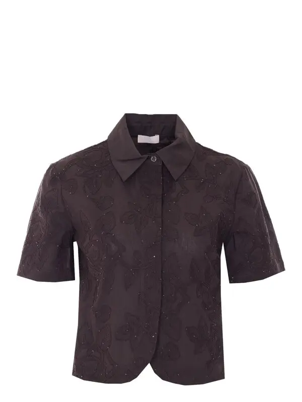 Liu Jo Embroidered Sequin Short-sleeve Shirt - Black