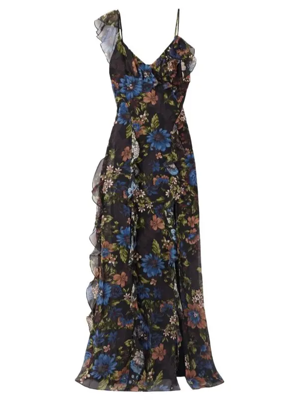 Veronica Beard Madeline Floral-print Silk-voile Maxi Dress - Black