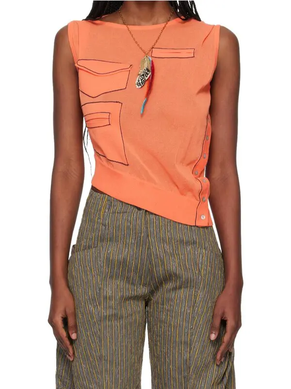 KIKO KOSTADINOV Sleeveless Cotton- And Nylon-blend Knit Top - Orange
