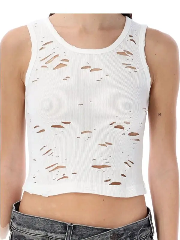 R13 Sleeveless Crew Neck Vest - White