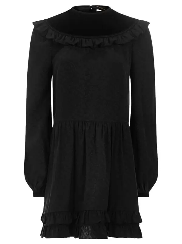 Saint Laurent Long-sleeved Ruffled Dress - Black