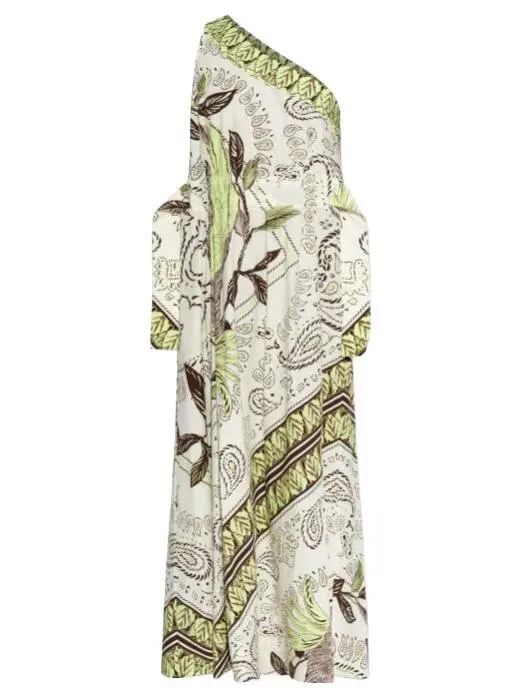 Tory Burch One-shoulder Printed Dress - White
