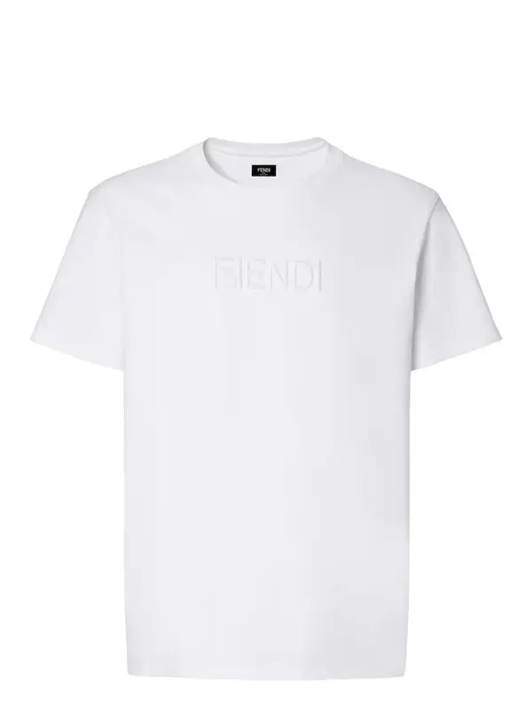 Fendi Logo Embroidered Crewneck T-shirt - White