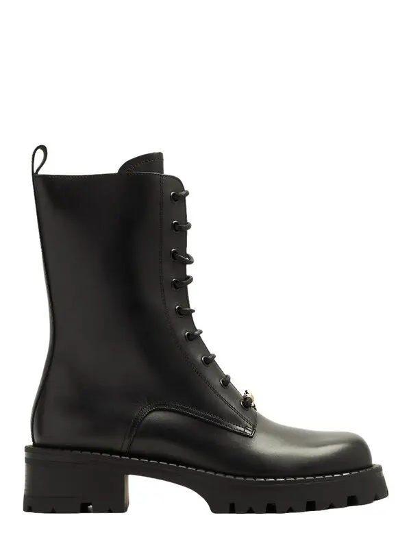 Versace Vagabond Round-toe Lace-up Army Boots - Black