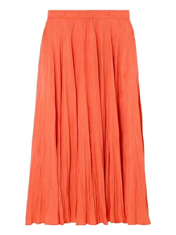 JOSEPH Sully Pleated Silk-habotai Midi Skirt - Orange
