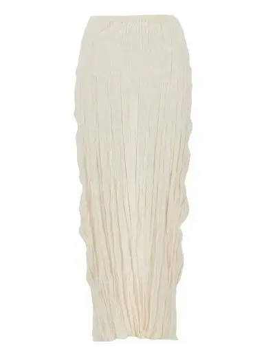 TOTEME Crinkled Knit Pencil Skirt - White