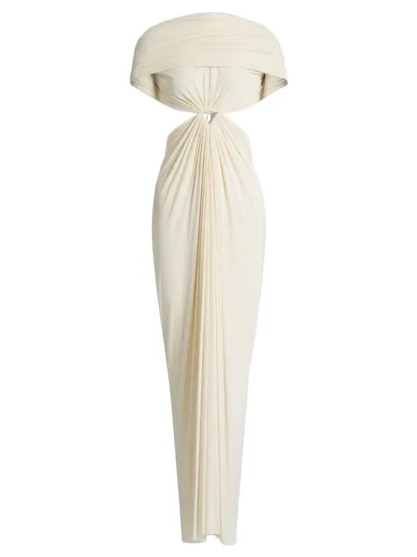 Alberta Ferretti Cut-out Jersey Evening Gown - White