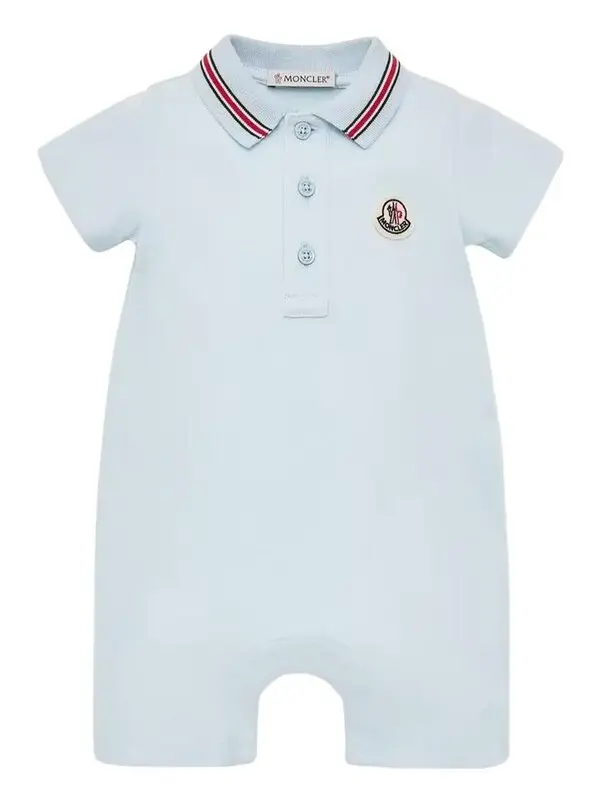 Moncler Logo Patch Polo Collar Romper - Light Blue