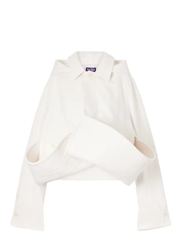 JEAN PAUL GAULTIER Long-sleeved Casual Jacket With Hood And Folded Hem - White