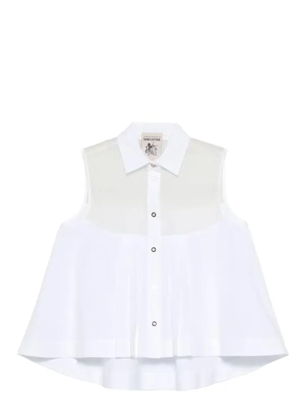 SEMICOUTURE Sleeveless Collared Shirt - White